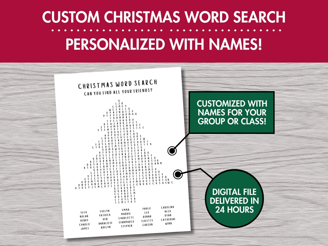 Custom Christmas Word Search Puzzle: Classroom Holiday Activity (PDF ...
