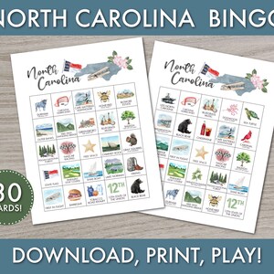 Printable North Carolina Bingo | Kids Party Game, Instant Download ...