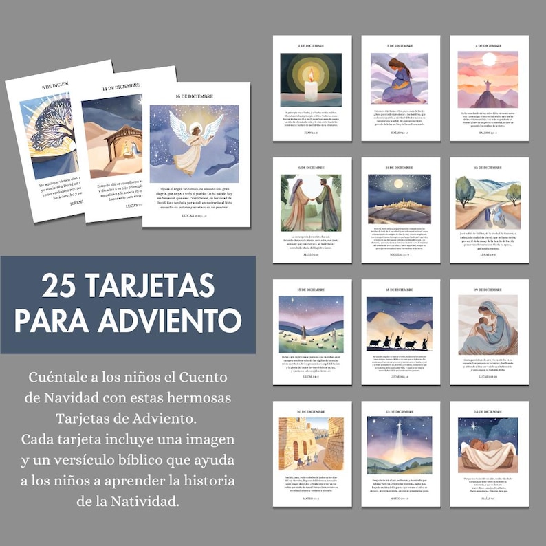 SPANISH Printable Advent Cards | 25 Tarjetas Para Adviento, Calendario ...