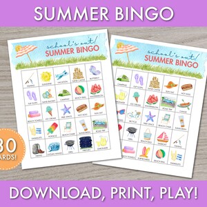 Printable School's Out! Bingo, Kids Summer-themed Party Game, Instant ...