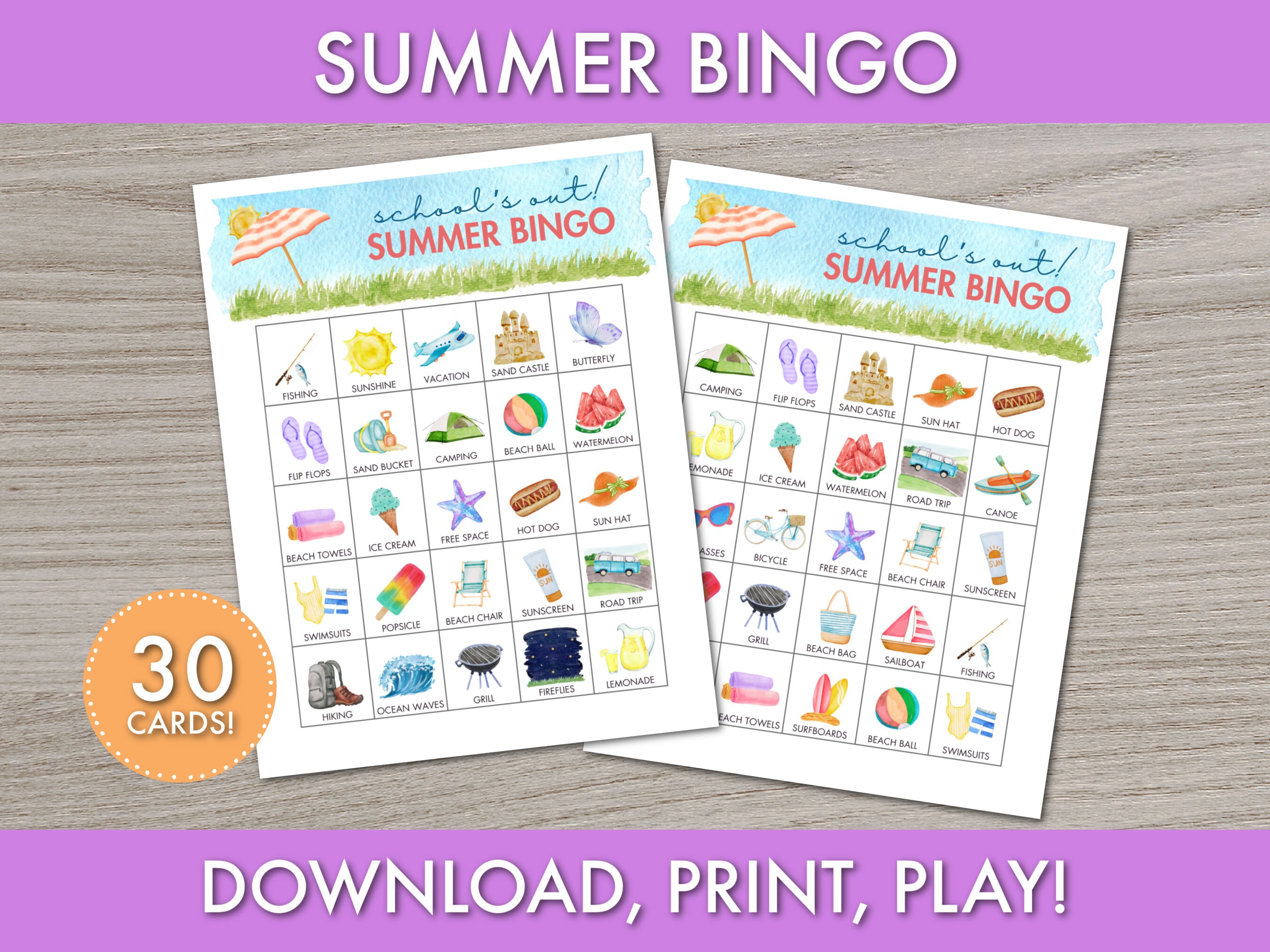 Printable School's Out! Bingo, Kids Summer-themed Party Game, Instant ...