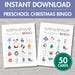 Preschool Christmas Bingo Game: 25 Printable Cards (digital Download ...