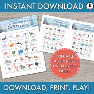 Printable Under the Sea Bingo, Kids Ocean-themed Party Game, Instant ...