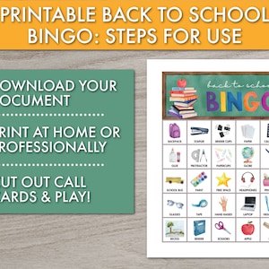 Printable Back to School! Bingo | Kids School-themed Game, Instant ...