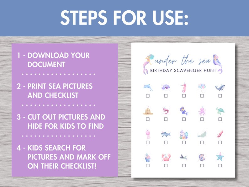 Printable Under the Sea Scavenger Hunt Game | Instant Download, Mermaid ...