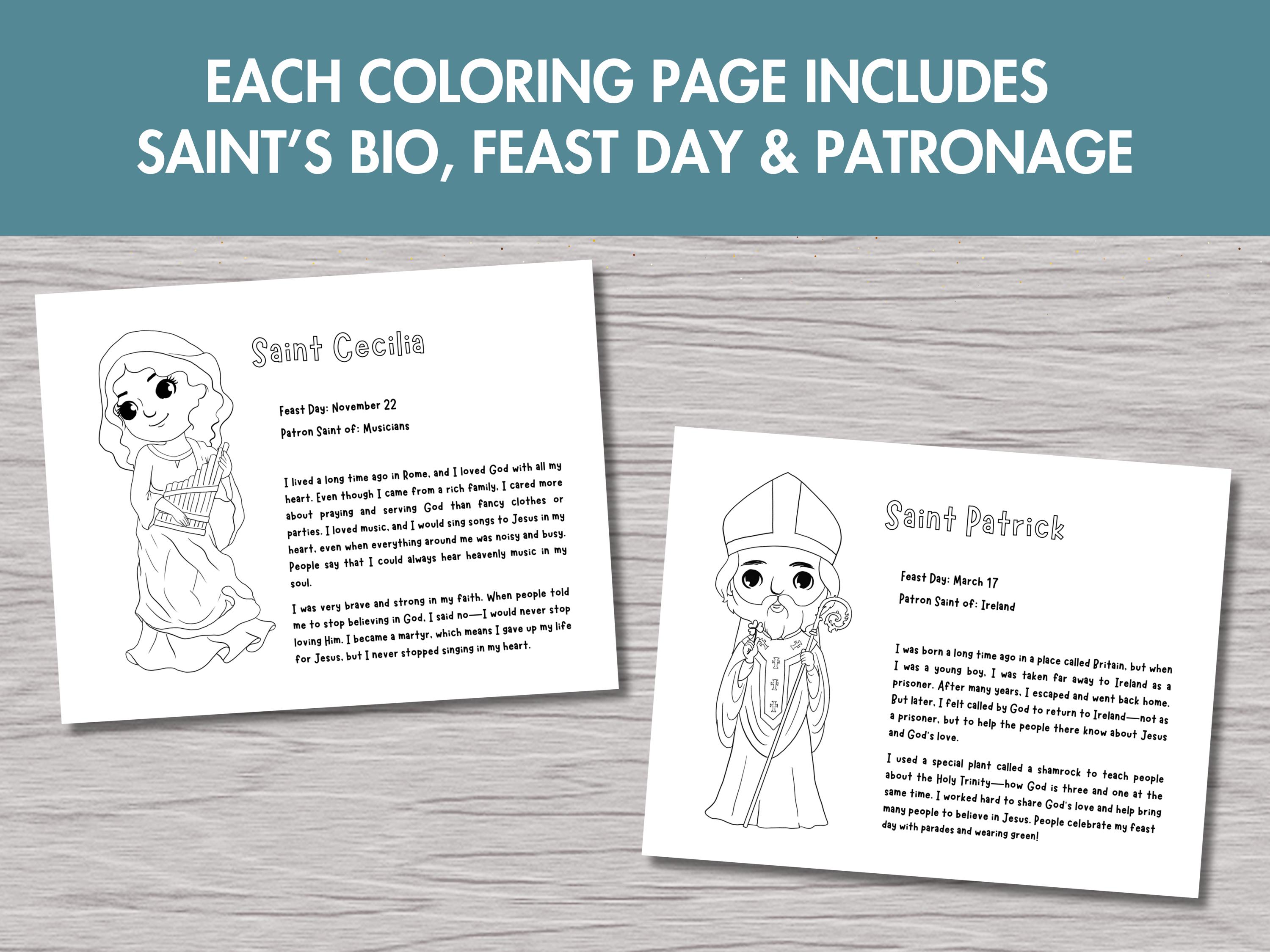 Catholic Saints Coloring Page Bundle: All Saints Day Party, Catholic ...