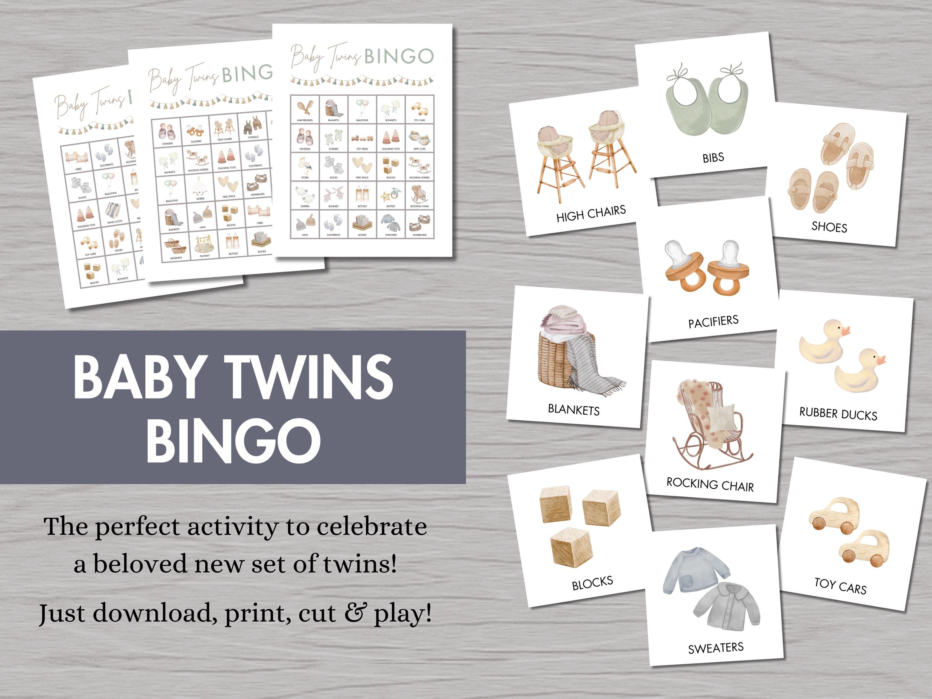 Baby Twins Bingo Game: Boho Watercolor, 50 Cards (digital Download) - Etsy