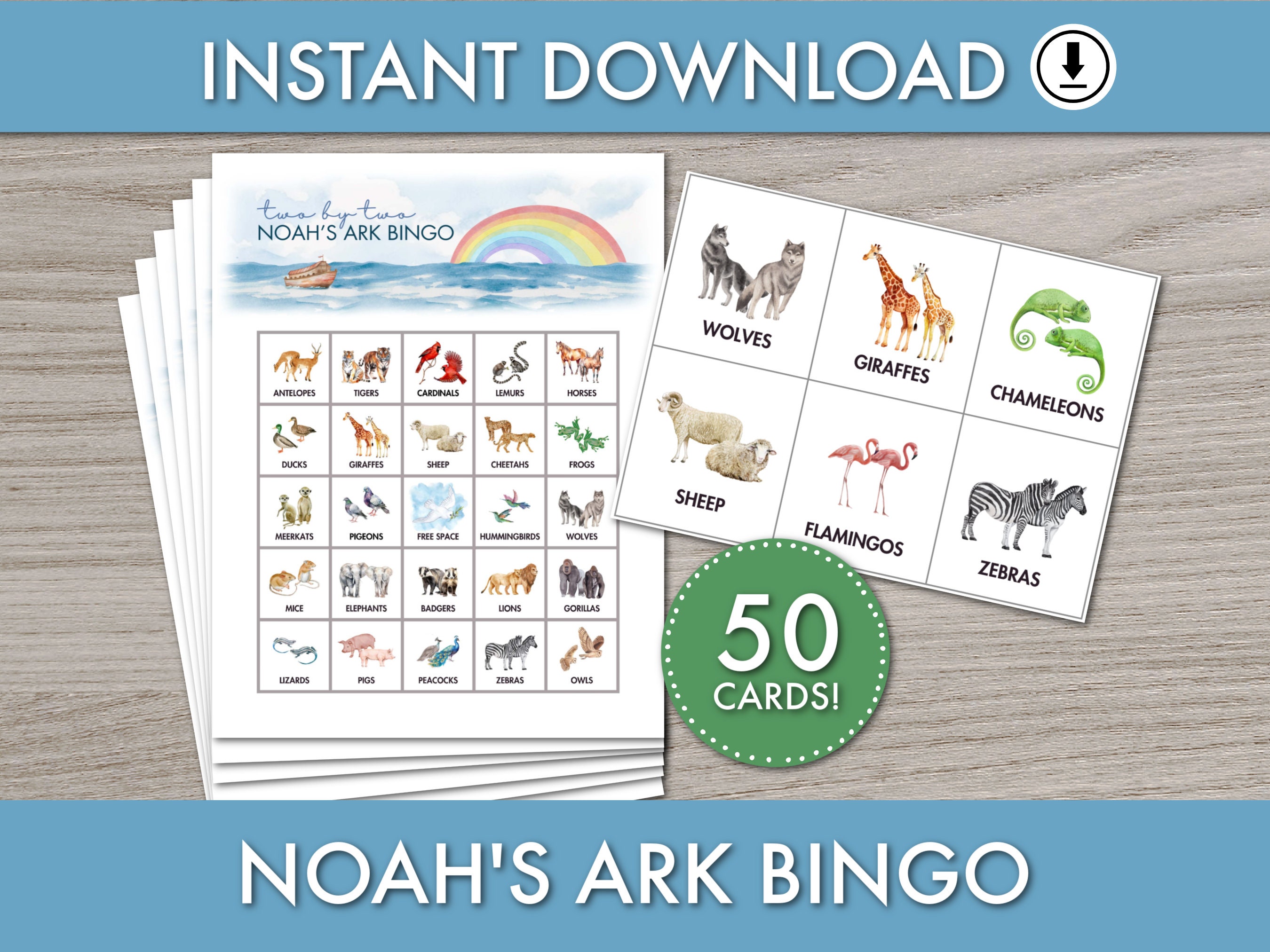 Two by Two! Noah's Ark Bingo Game | Christian Religious Bingo, Party ...