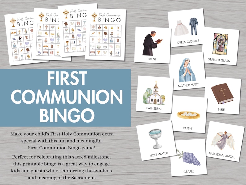 First Communion Bingo Game: Catholic Party Activity (digital Download ...