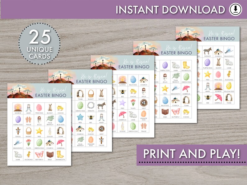 Printable Easter Bingo Game: He is Risen, Kids Classroom Activity (PDF ...