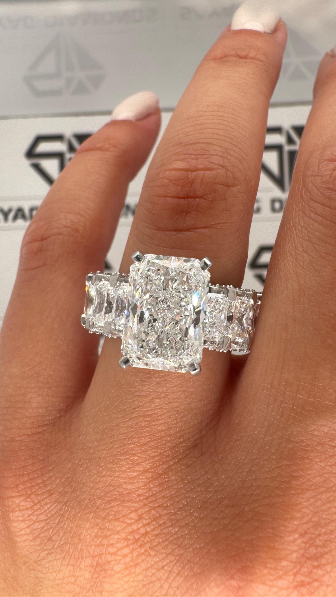 11 Carat Diamond Ring Radiant Cut Lab Grown Diamond E Color Vs1 Clarity ...