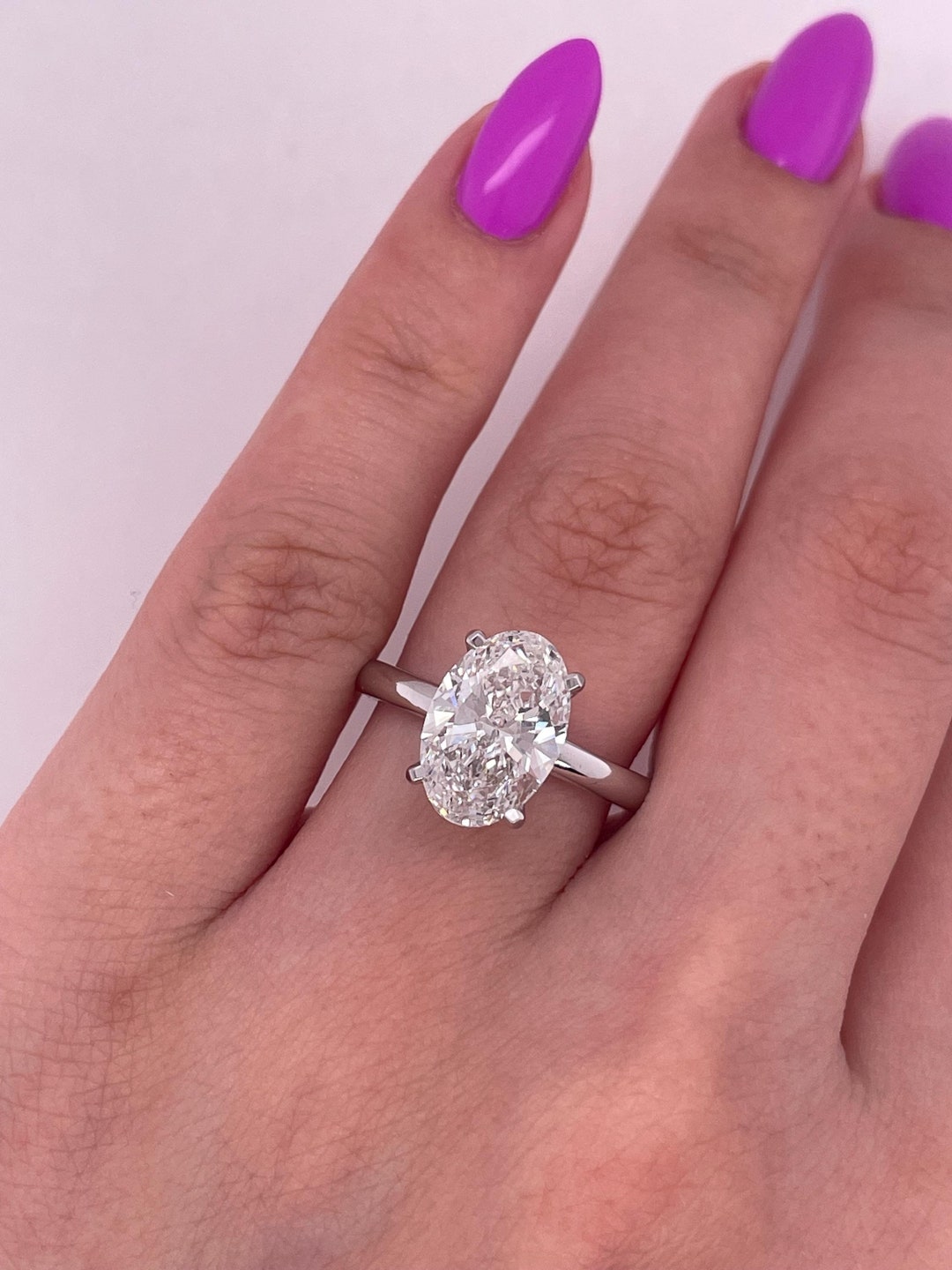 3 Carat Oval Diamond Solitaire Ring: F VS2, 14k White Gold - Etsy