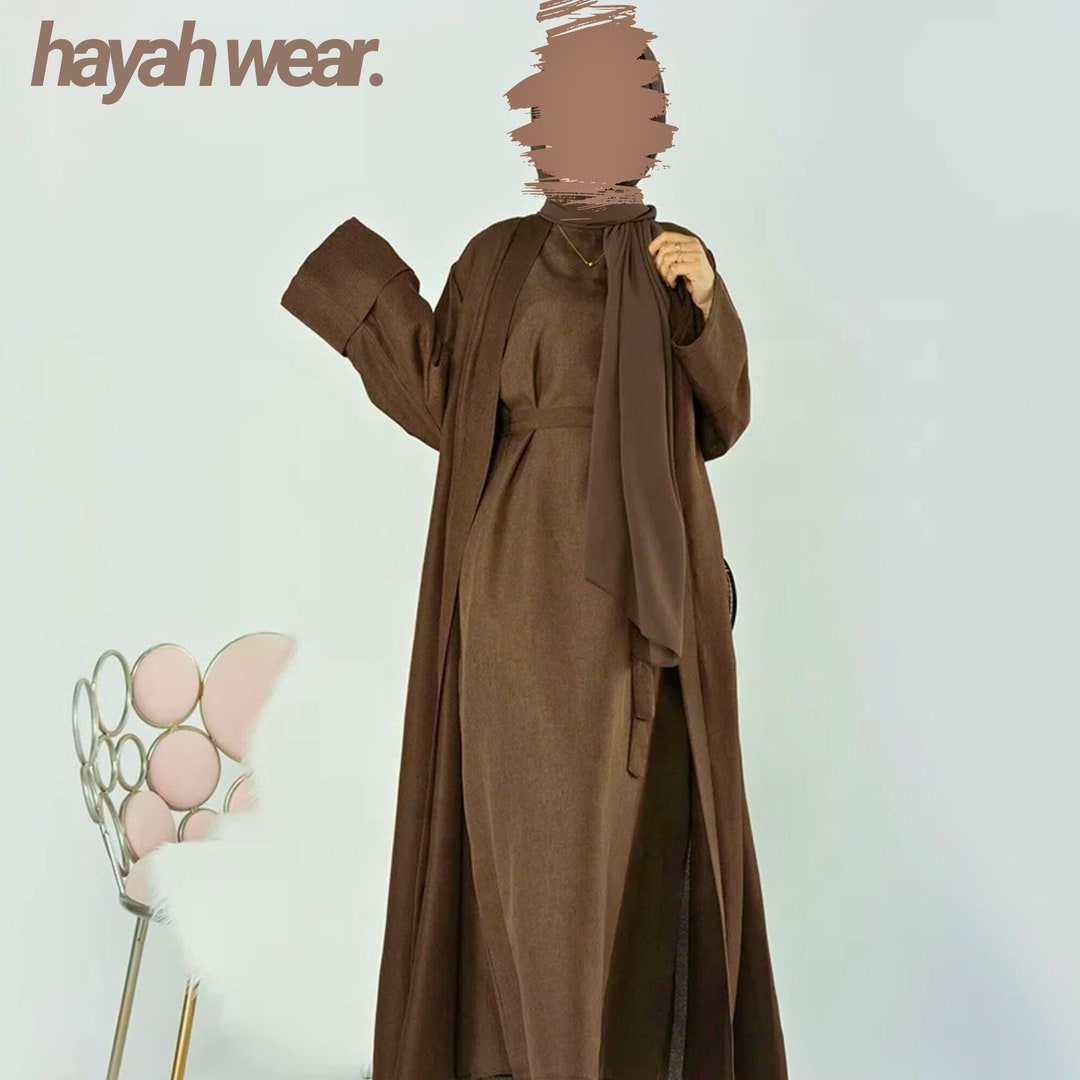 Dress With Open Abaya Set, Abaya, Abaya for Women, Abaya Set, Abayas ...