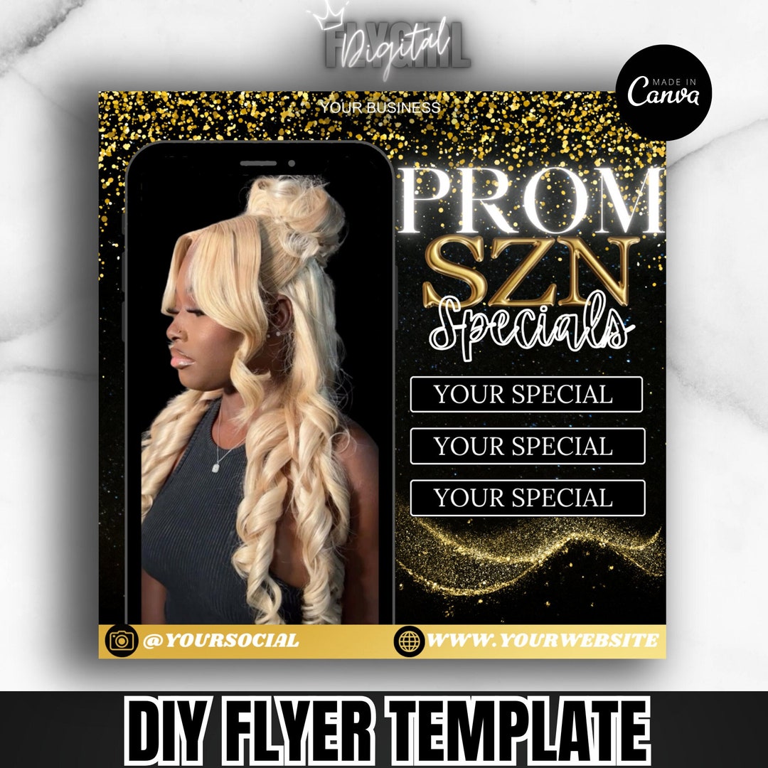Prom Flyer, Prom Booking Flyer, Prom Nails Hairstylist Lashes Makeup ...