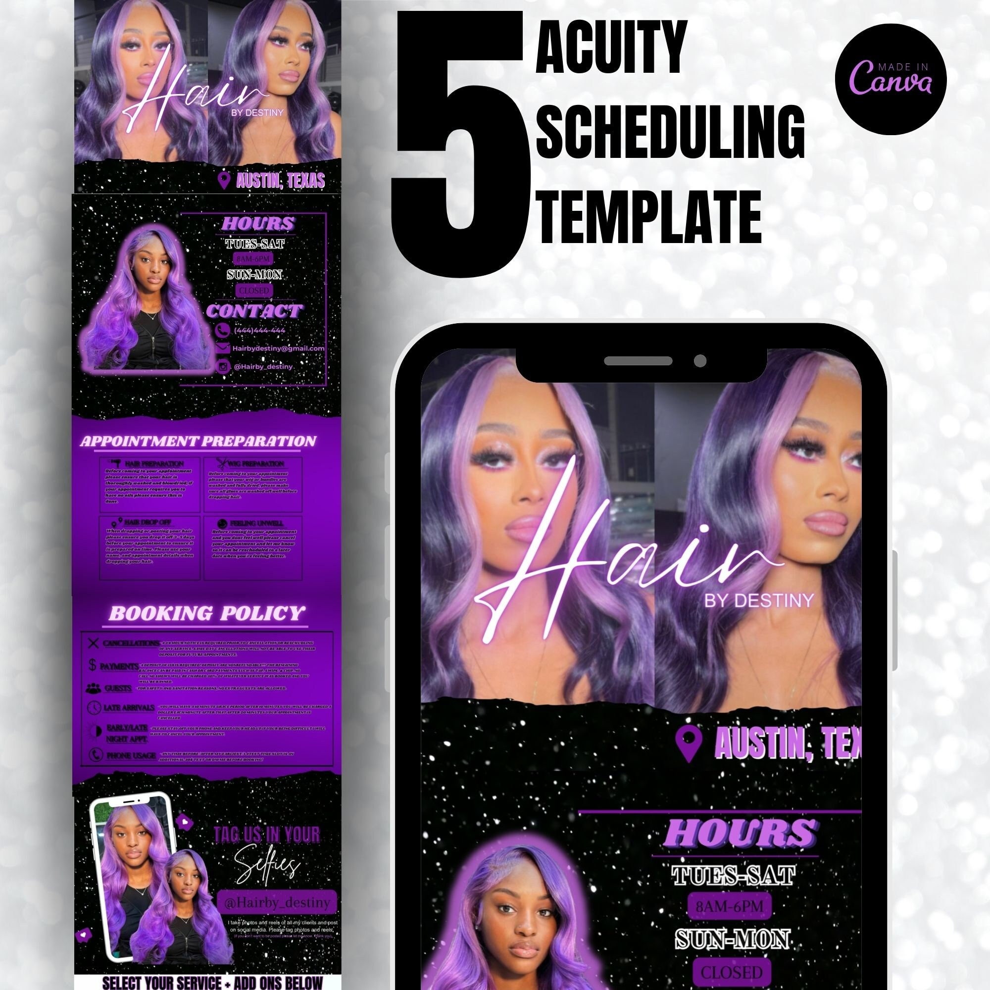 Hair Stylist Acuity Scheduling Template | Hair Stylist Branding | Hair ...