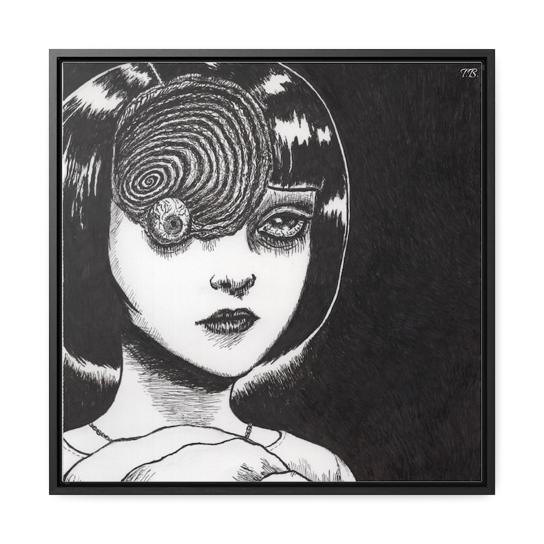 Canvas Art Print, Junji Ito Manga Uzumaki Hand Drawn Ink Pen Drawing ...