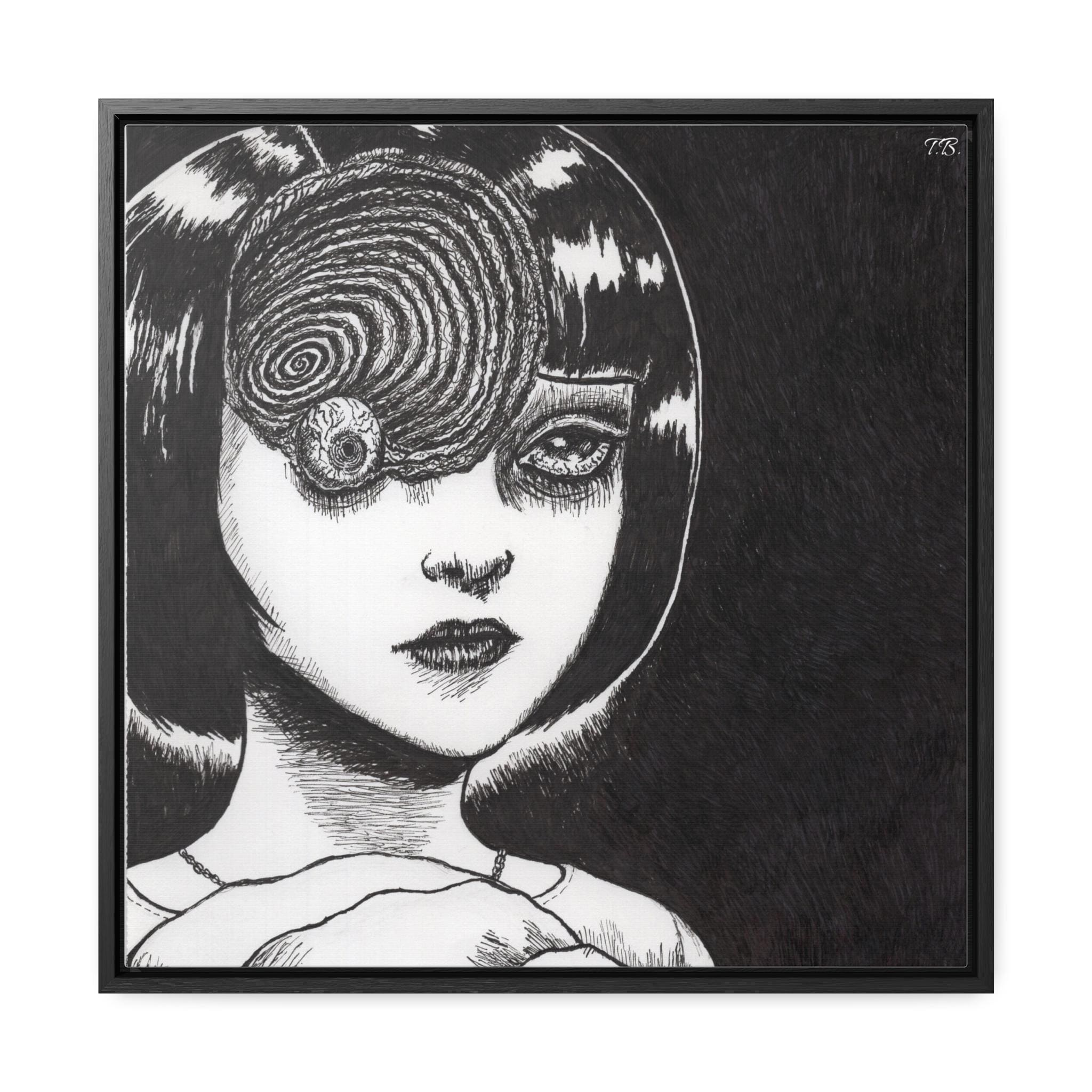 Canvas Art Print, Junji Ito Manga Uzumaki Hand Drawn Ink Pen Drawing ...