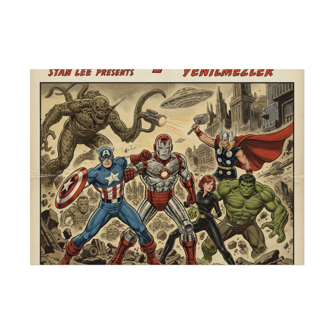 Retro Superhero Team Rolled Poster | Vintage Comic Movie Art - Etsy