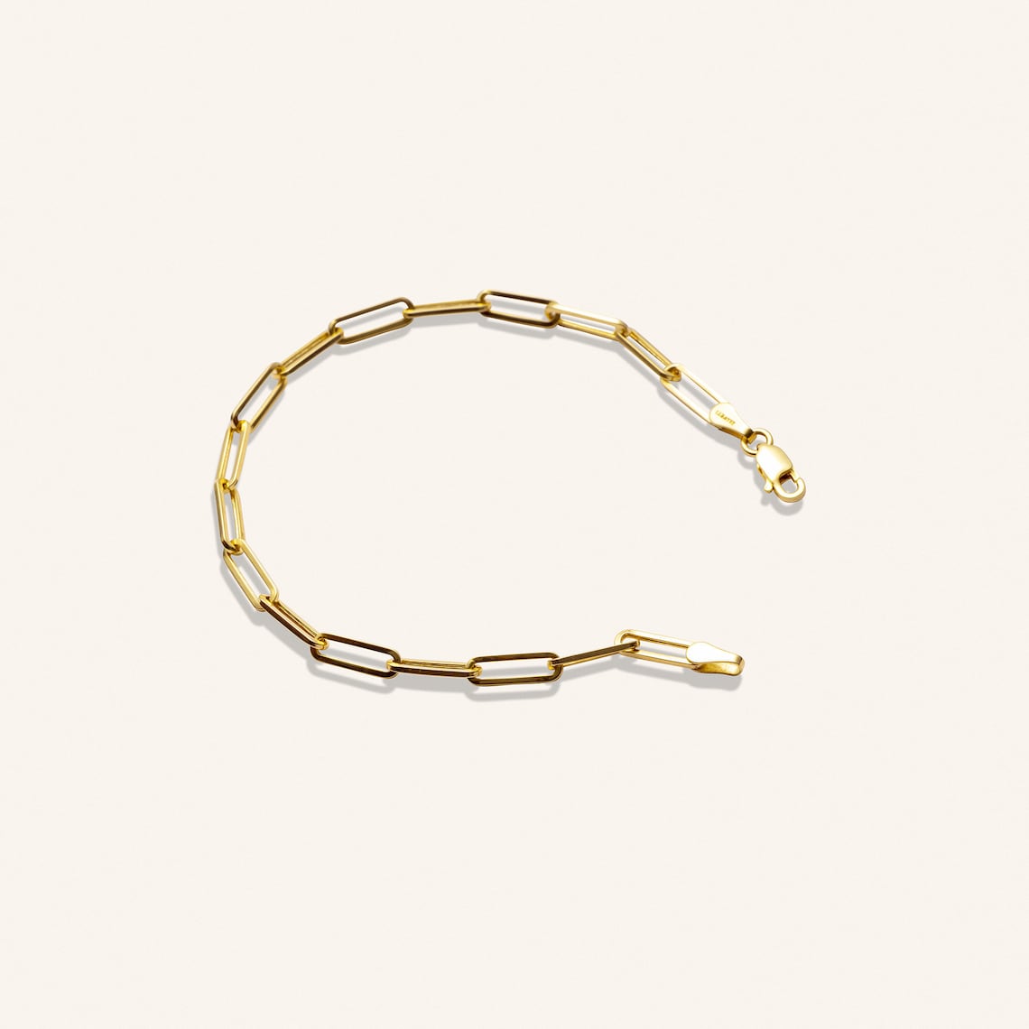 Solid Gold Paperclip Link Chain Bracelet Anklet, Gift for Her Mom, 14K ...