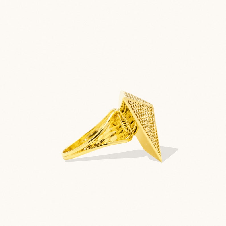 14K Solid Gold Pyramid Ring: Handmade Geometric Statement Jewelry - Etsy