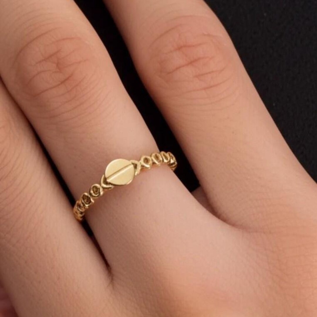 14K Gold Dot Circle Ring: Dainty Handmade Stacking Jewelry - Etsy