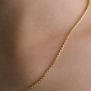 Solid Gold Thin Round Box Link Chain Necklace, Fine Handmade Gold ...