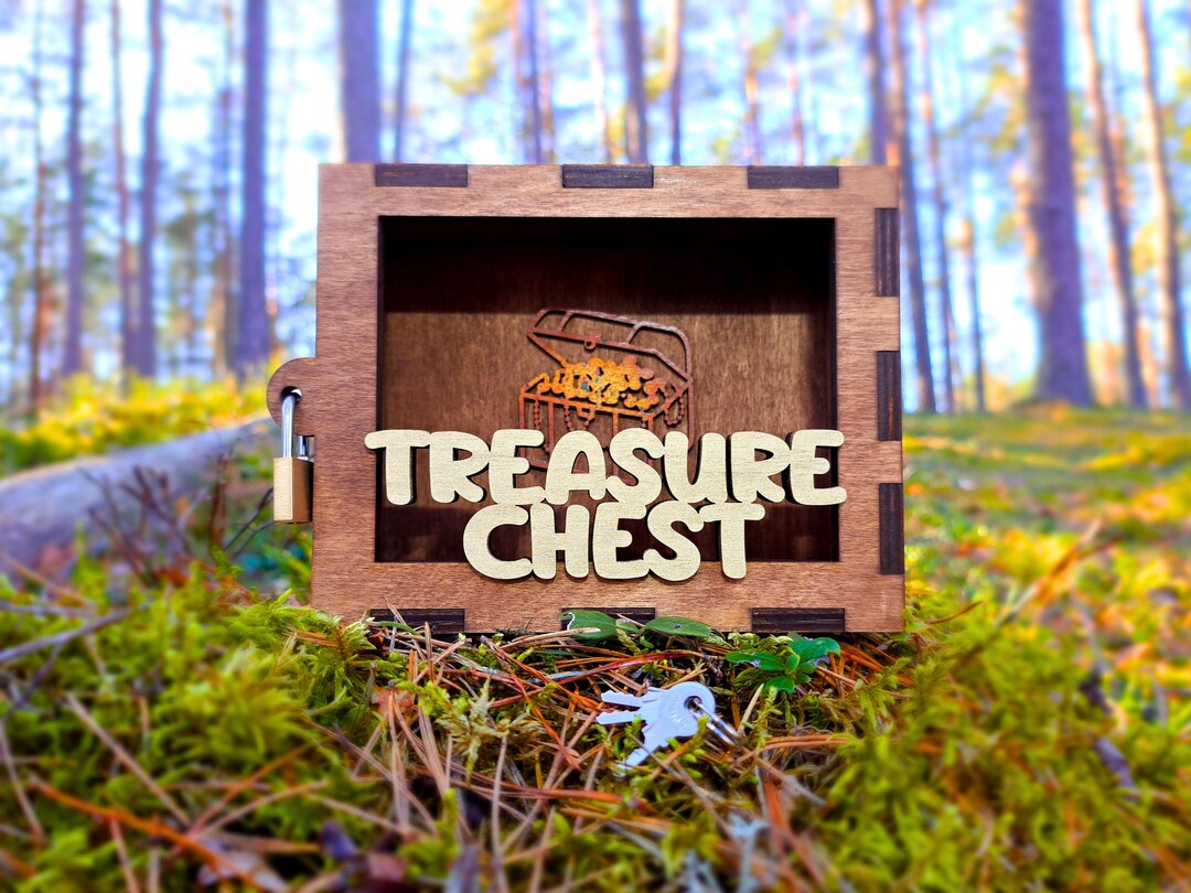 Wooden Treasure Chest Money Box: Coin Saving Bank With Lock - Etsy