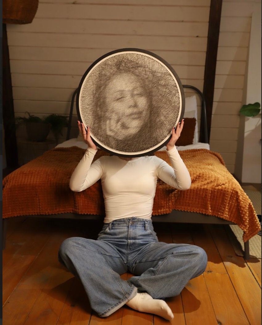 Big Custom String Art Portrait DIY Kit, Handmade Portrait for Your Loved Ones, Art Kit for Adult ...