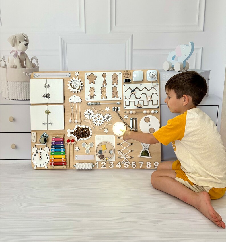 Large Toddler Busy Board, First Birthday Gift, 1 2 3 Year Old Toy Boy ...