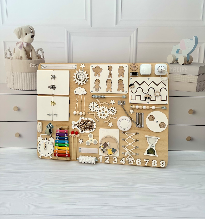 Large Toddler Busy Board, First Birthday Gift, 1 2 3 Year Old Toy Boy ...