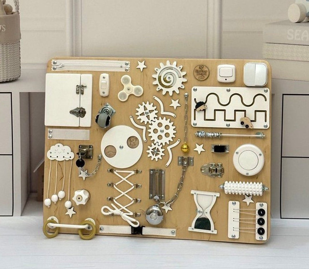 Wooden Toddler Busy Board 1 2 3 Year Old Gift, Developing Board ...