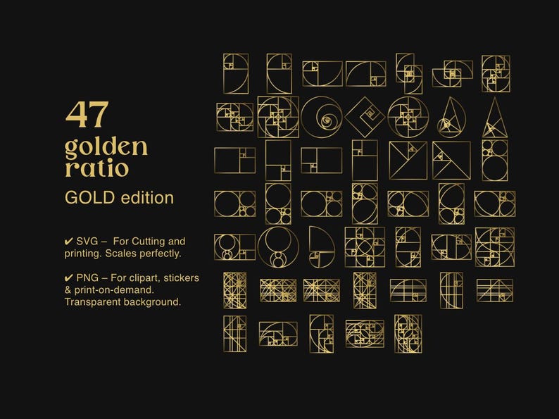 GOLD Golden Ratio Stencil Bundle, SVG & PNG File Formats - Etsy