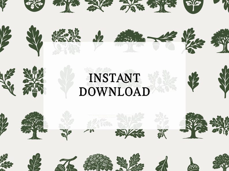 Oak Tree SVG Bundle | Acorn, Leaf and Tree Clipart, Folklore PNG & EPS ...