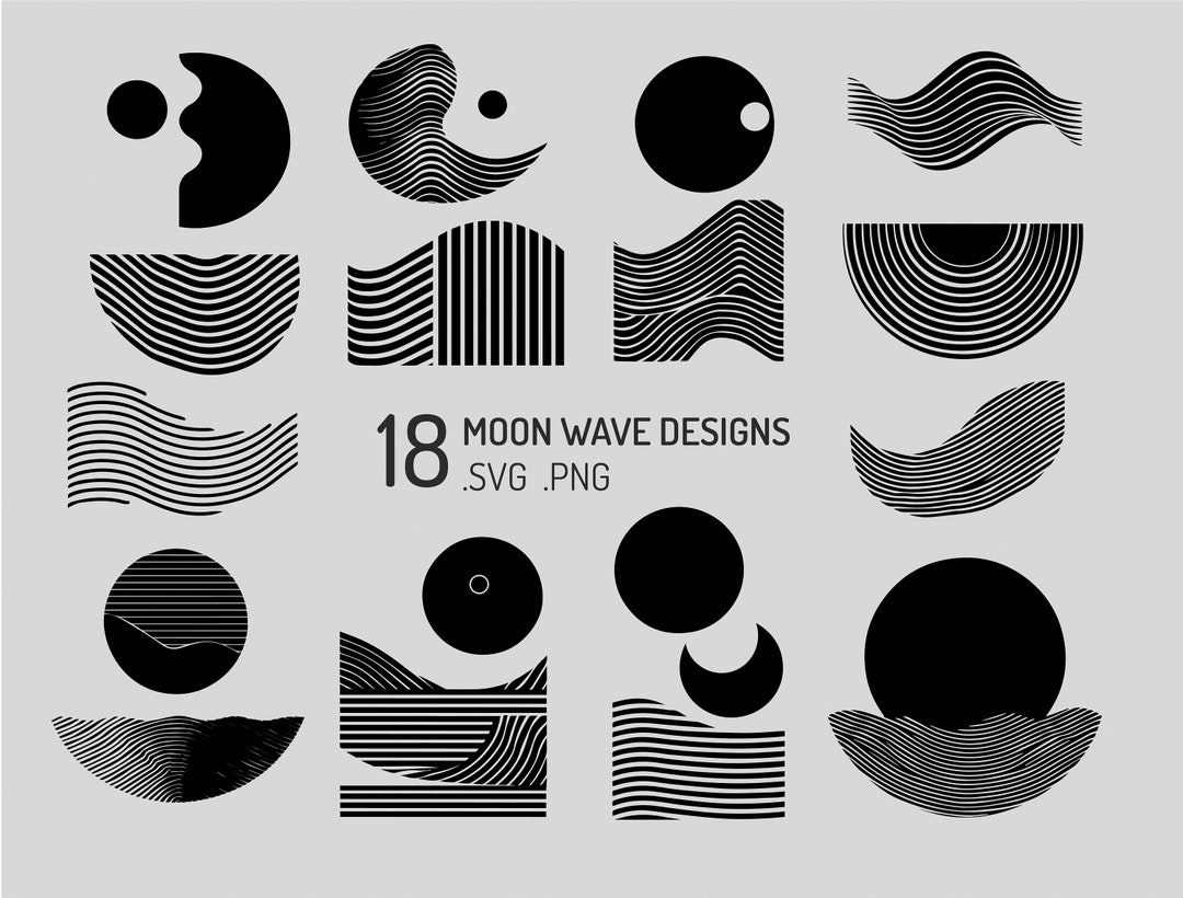 Abstract SVG Shape, Moon Waves , Ocean SVG, Frequency SVG, Cri Cut File ...
