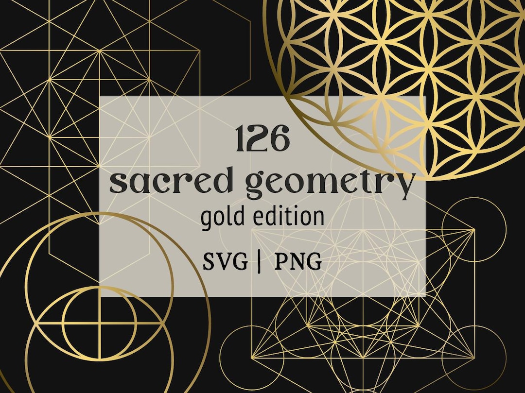 Gold Sacred Geometry SVG PNG Bundle: Mandala, Alchemy, Yoga (print ...