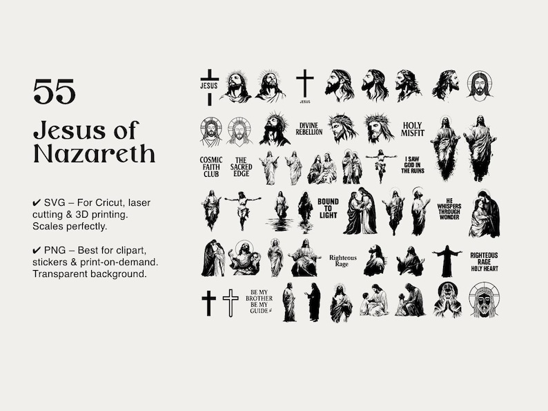 Jesus of Nazareth Vector Bundle: Christian Easter Designs - Etsy