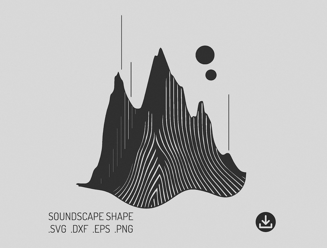 Soundscape Shape SVG File, Clipart, Mountains, Cymatic Form, Moon ...