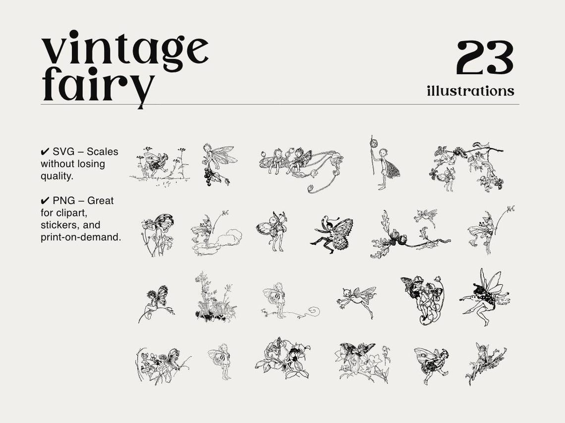 Vintage Fairy Tale Clipart Bundle: 23 Restored Illustrations (SVG & PNG ...
