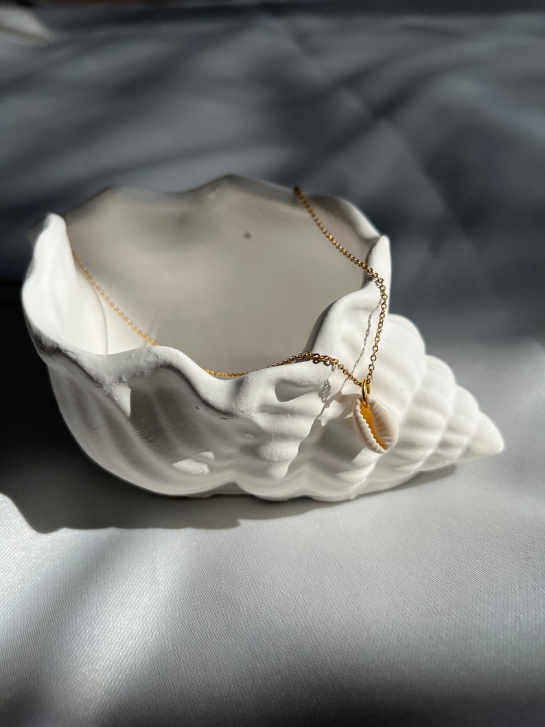 Cowrie Sea Shell Necklace, White Conch Seashell Necklace, Natural Sea ...