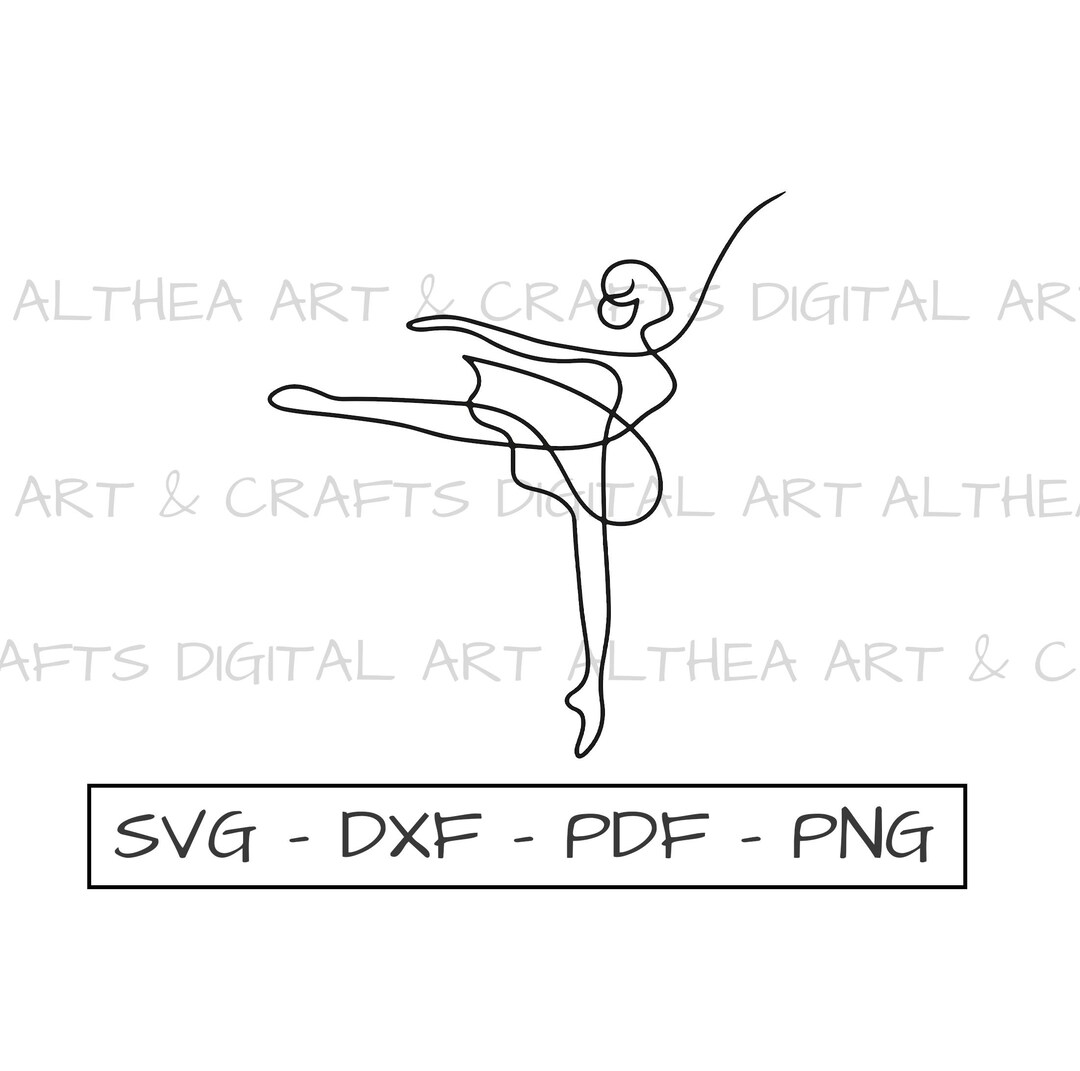 Ballerina Line Art Vector Svg, Single Line Dancer Ballet Handdrawn ...