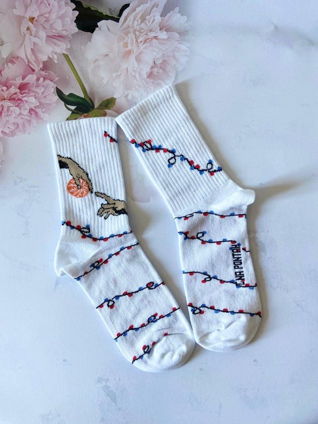 Creation of Adam Socks: Artistic Cotton Blend Socks, Art Lover Gift - Etsy