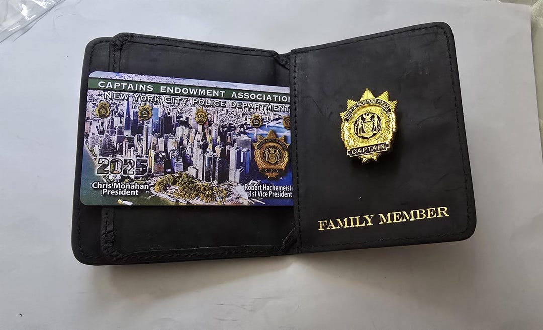 2025 Wallet NYPD CEA PBA Captain 2025 family Member with Captain Badge ...