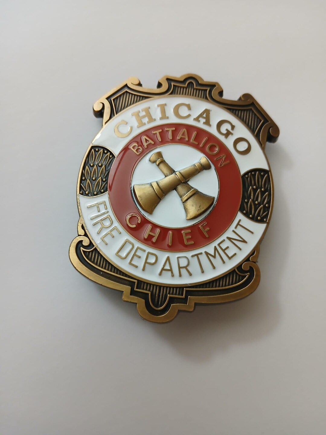 Fireman .chicago Illinois Fire Chief Badge Original Back Stamp ...