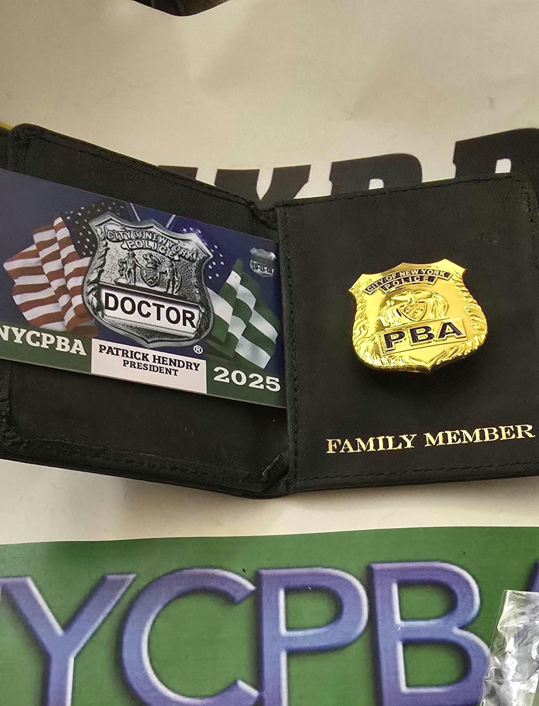 2025 Wallet Police Family Member Wallet With NYPD Badge and PBA Card ...