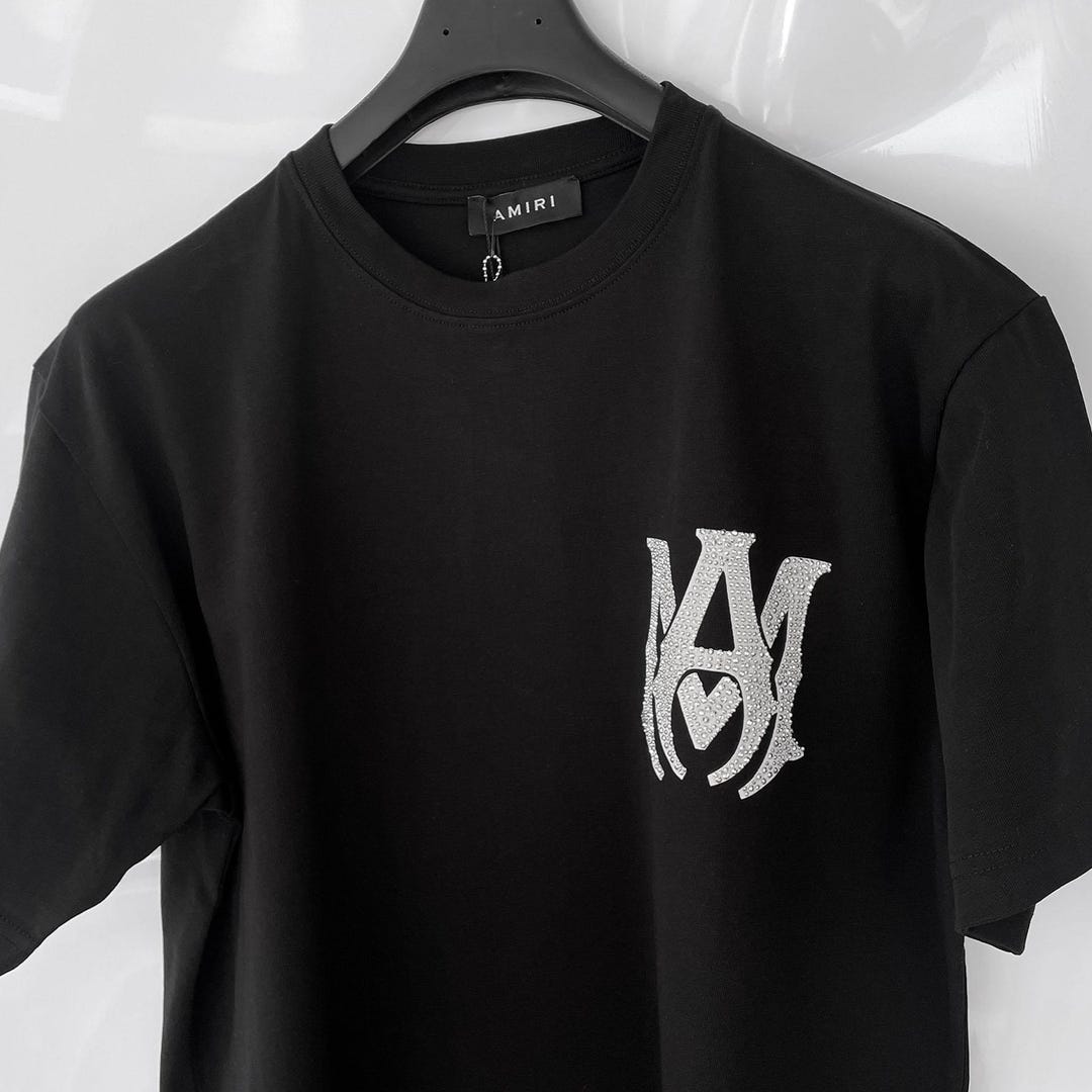 Amiri Black T-shirt With Rhinestones Logo Size 2XL - Etsy