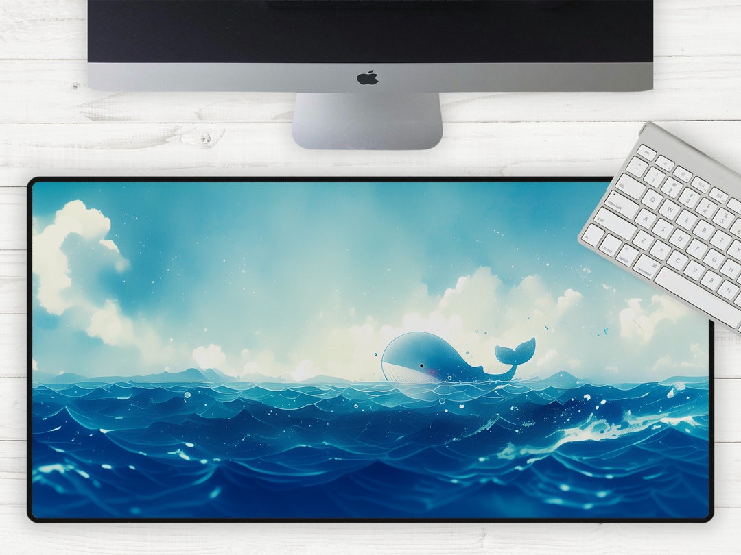 Kawaii Blue Whale Desk Mats, Large Gaming Desk Pad, Office Decor ...