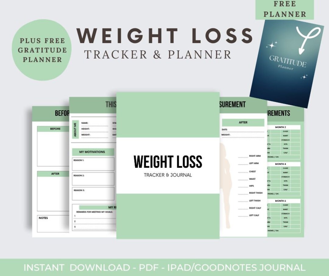 Digital Weight Loss Tracker and Journal Perfect for Goodnotes, Goal ...