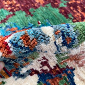 6x8ft Modern Mamluk Turkish Area Rug - Turquoise Blue Red Hand Knotted ...