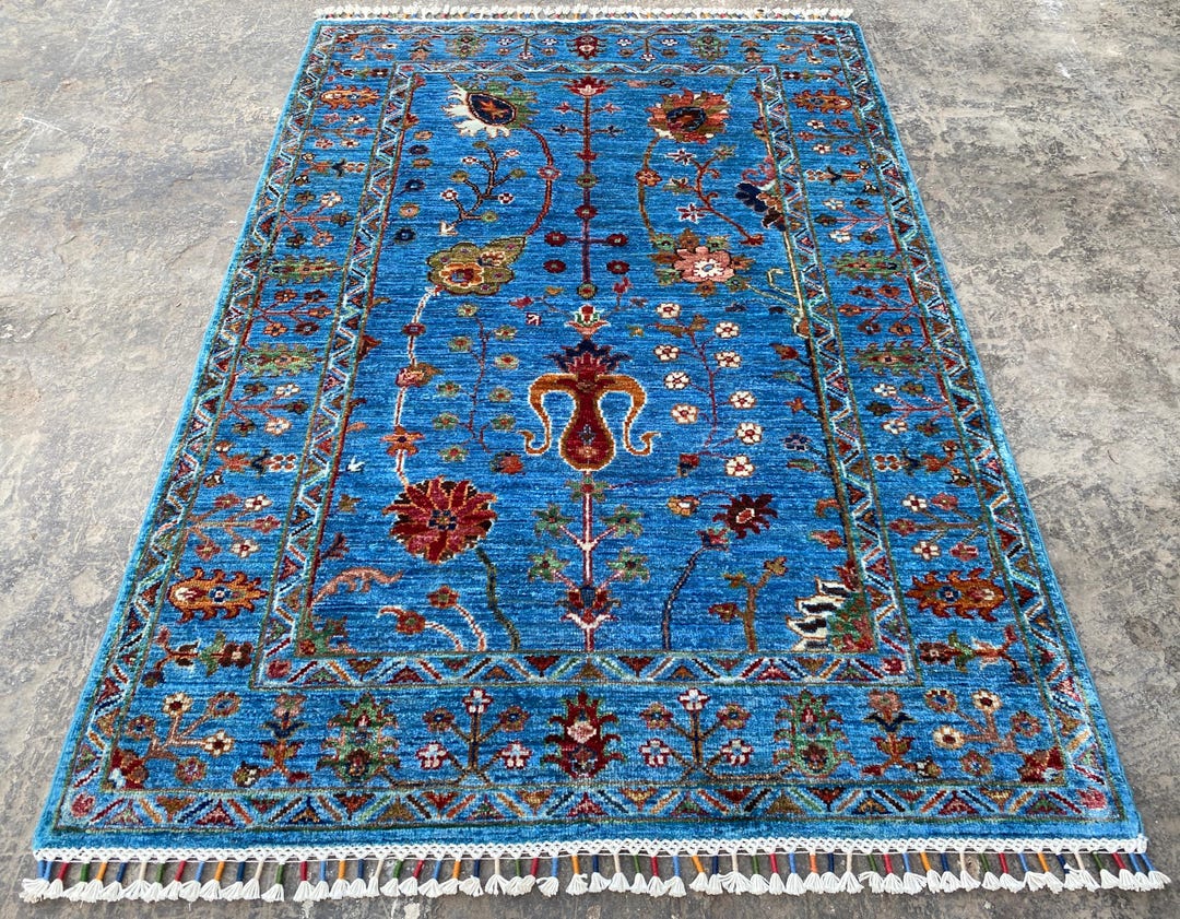 3x5 Ft Blue Afghan Bidjar Area Rug - Afghan Persian Style Hand Knotted ...