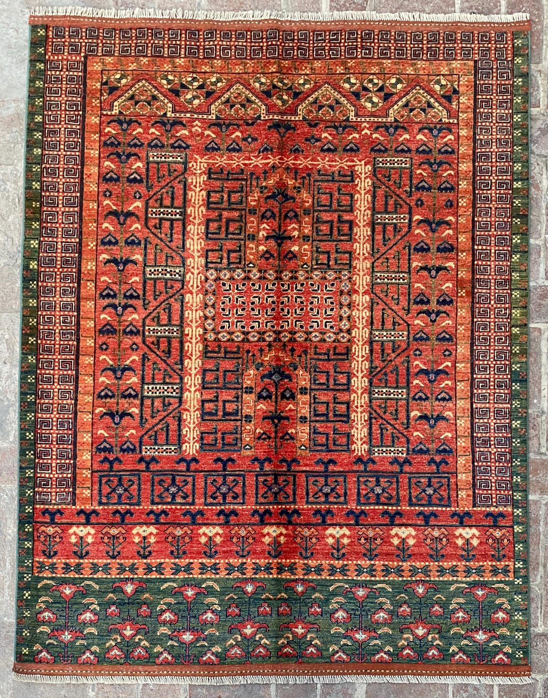 5x7 Red Parda Tribal Oriental Area Rug Afghan Hand Knotted Veg Dyed ...